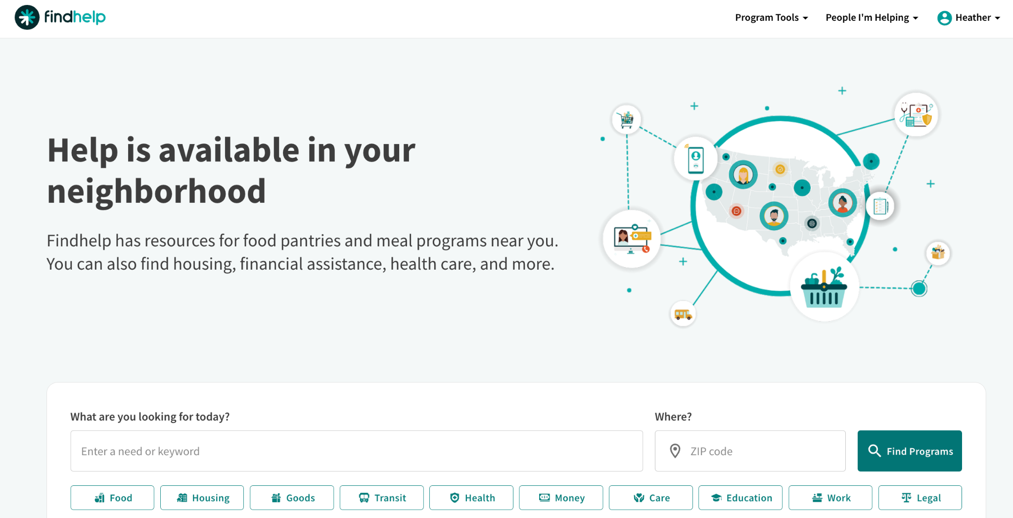 Searching for Resources on Findhelp